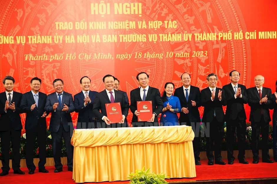 Thành ủy Hà Nội và Thành ủy TPHCM ký kết bản ghi nhớ kế hoạch hợp tác giai đoạn 2023 - 2025 và ...